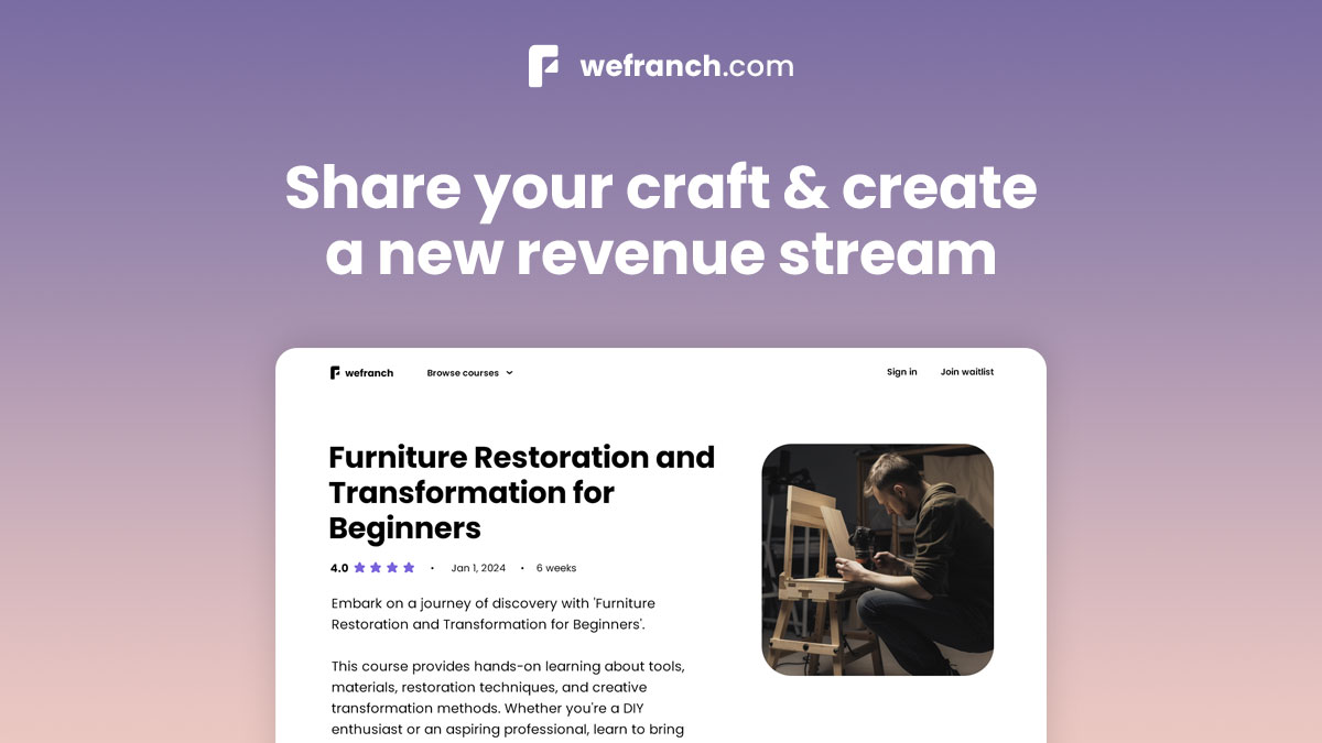 Share your craft & create a new revenue stream